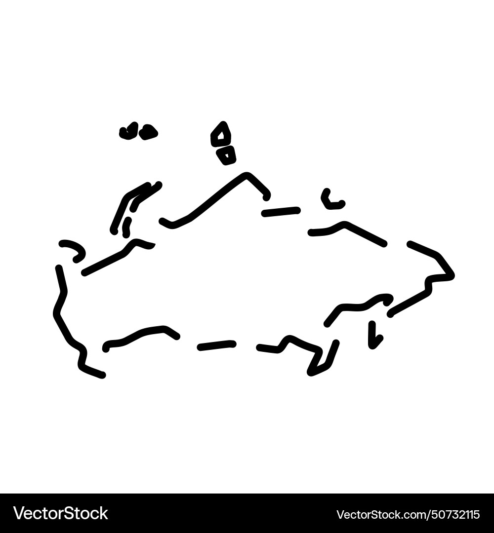 Russia simplified broken outline map Royalty Free Vector