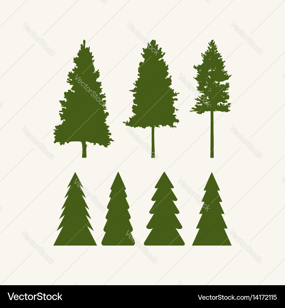Set of tree silhouettes for logo Royalty Free Vector Image