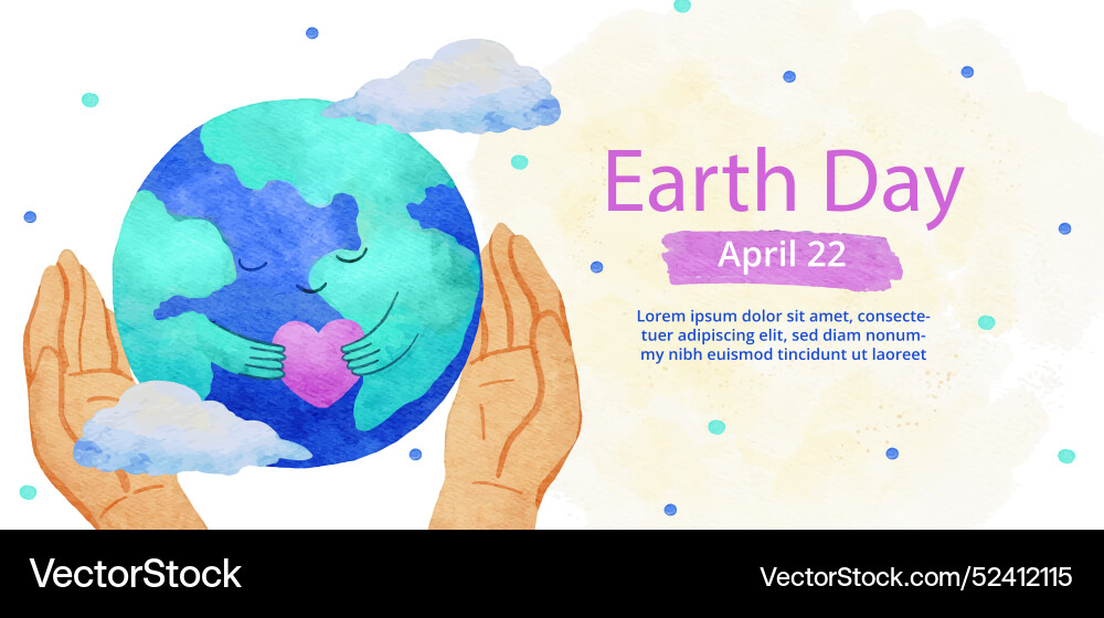 Watercolor horizontal banner template for earth Vector Image