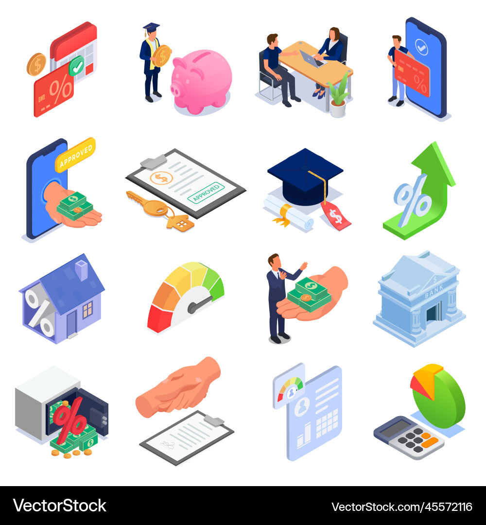 Bank loan set Royalty Free Vector Image - VectorStock