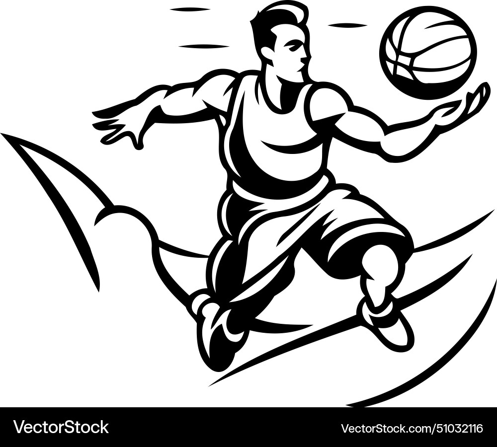 Basketball player with ball logo design template Vector Image