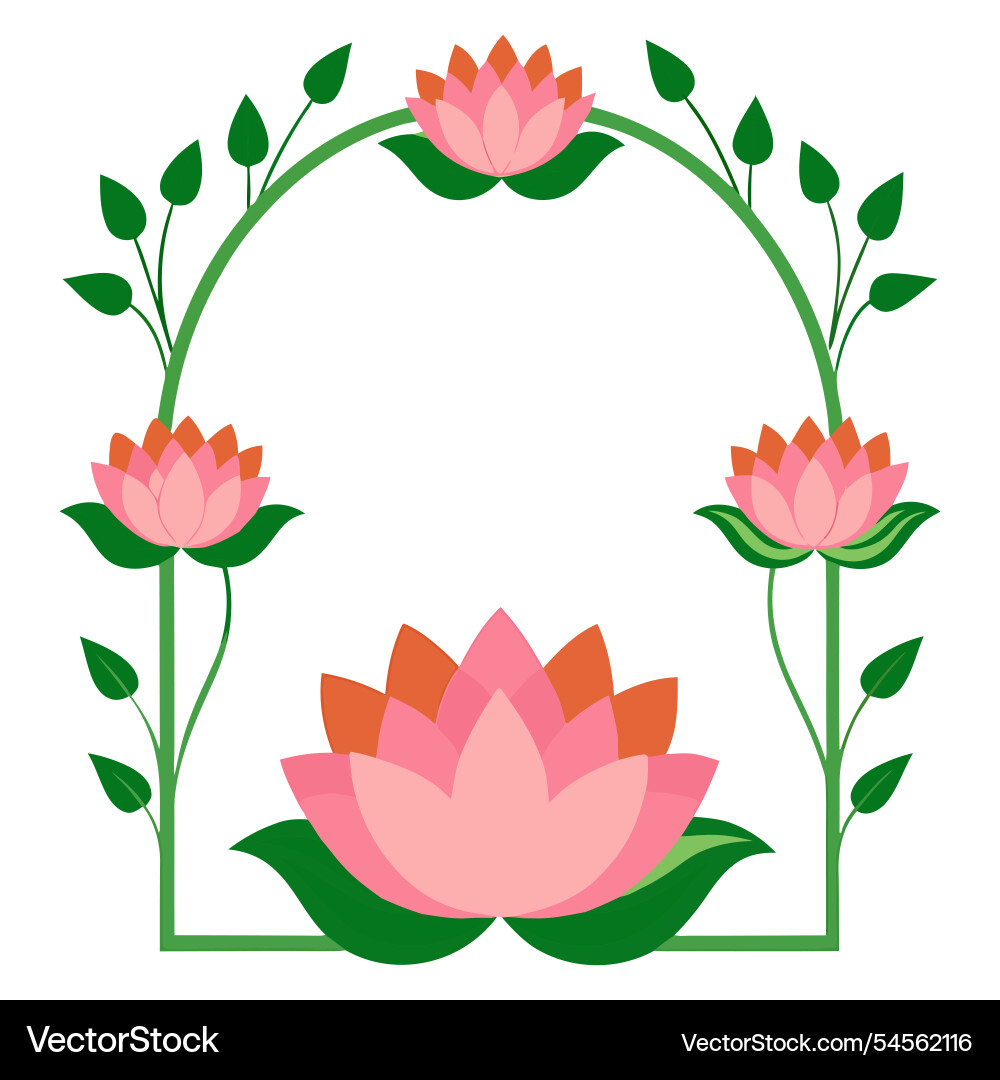 Beautiful lotus flower plant border frame template