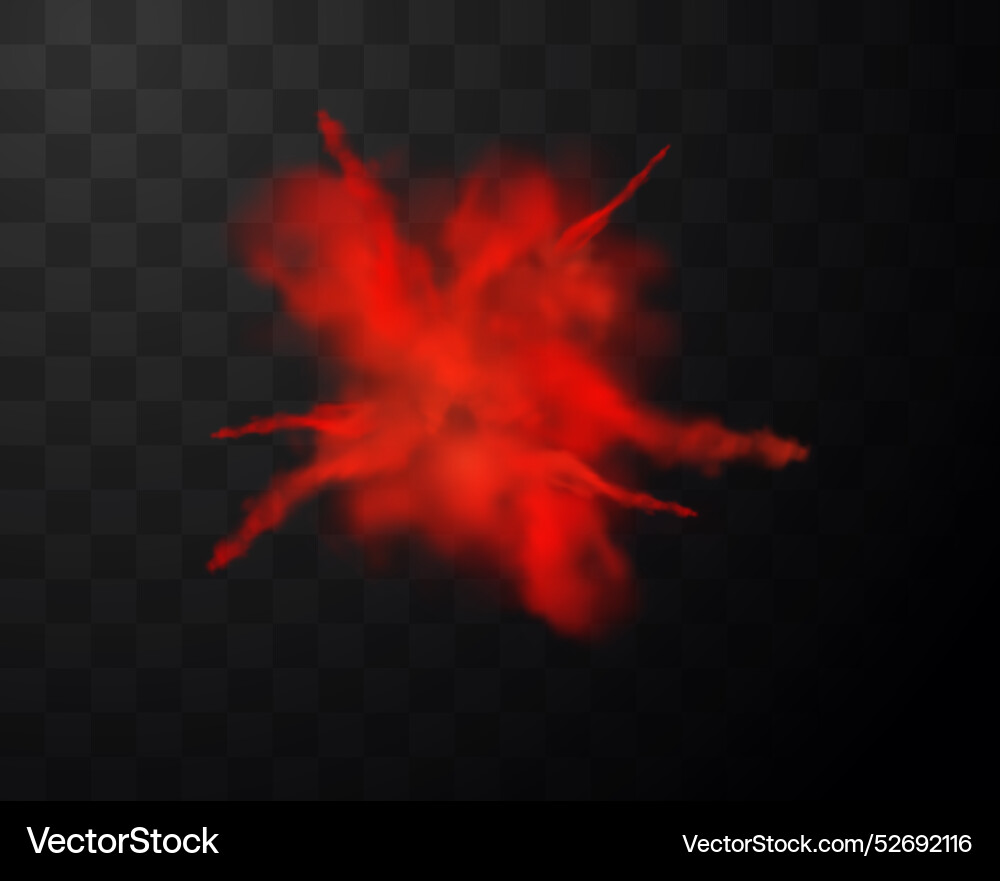 Bright red dust explosion with a cloud of smoke Vector Image