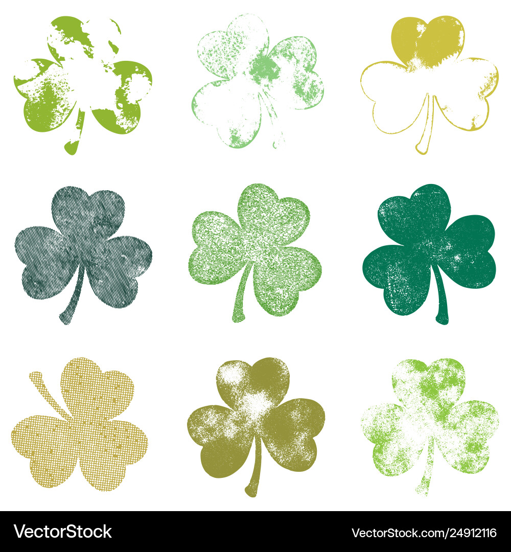 Clover leaf grunge set Royalty Free Vector Image