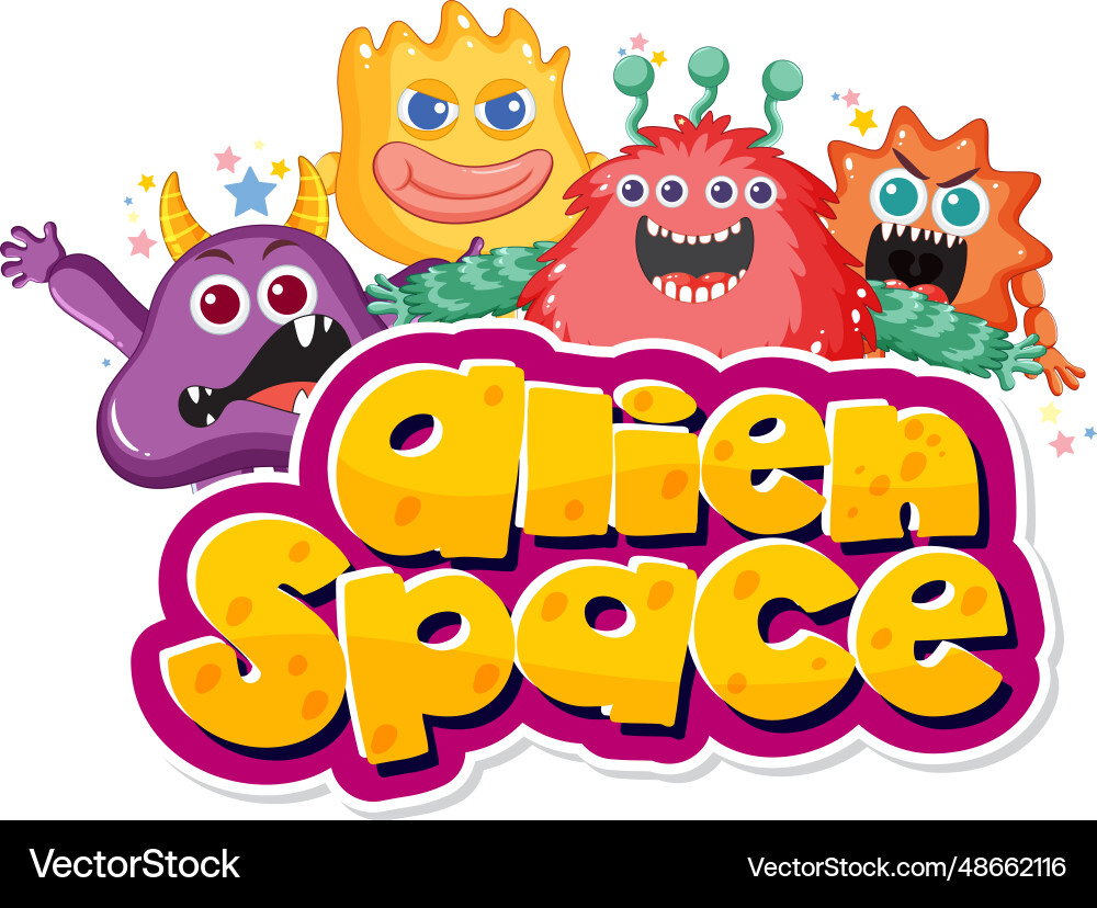 Cute alien monster friends in different colors Vector Image