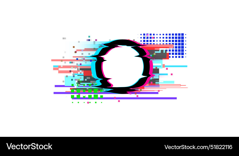 Glitch effect frame geometric shapes Royalty Free Vector