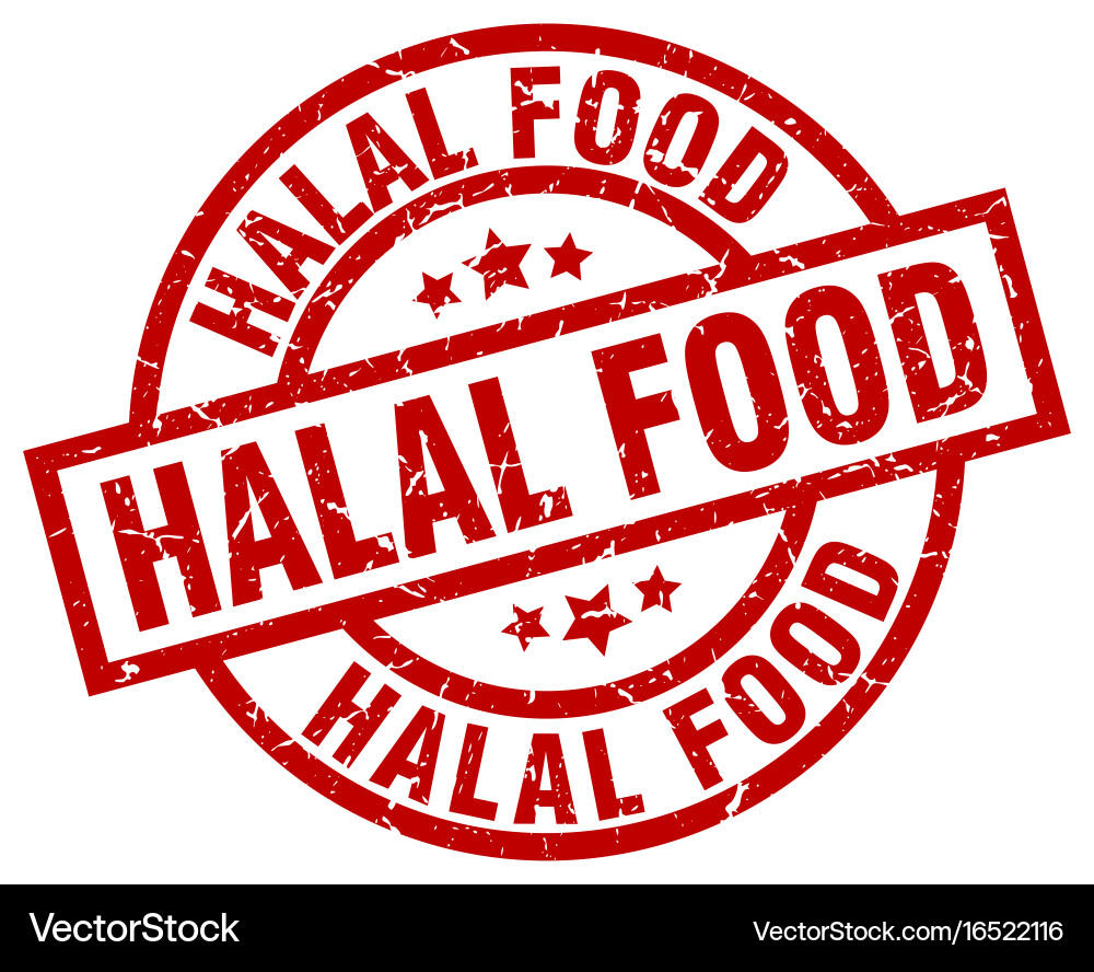 Halal food round red grunge stamp Royalty Free Vector Image