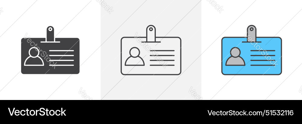 Id badge icon set security identity pass symbol Vector Image