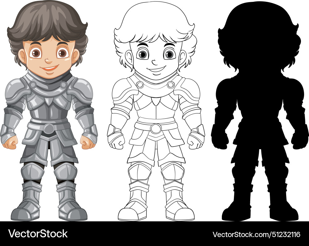 Knight in three development stages Royalty Free Vector Image