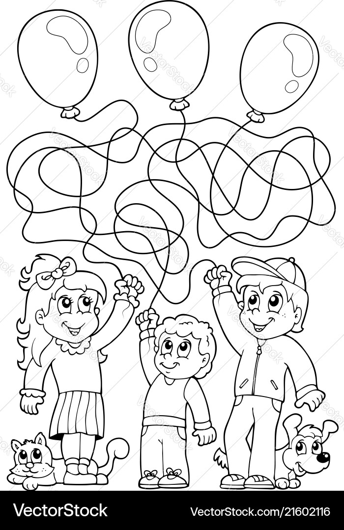 Maze 8 coloring book with children Royalty Free Vector Image