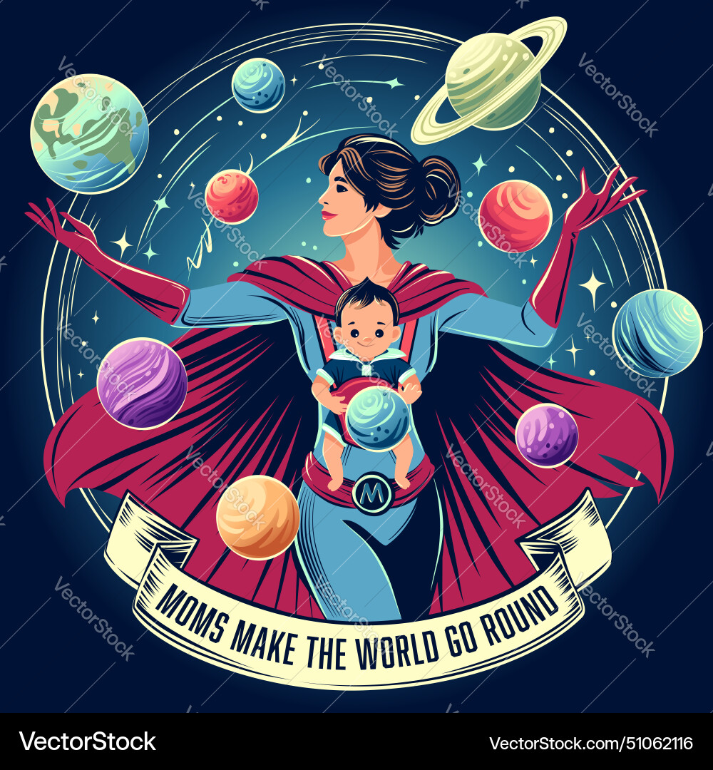 Superhero Mom & Baby - Mothers Day Royalty Free Vector