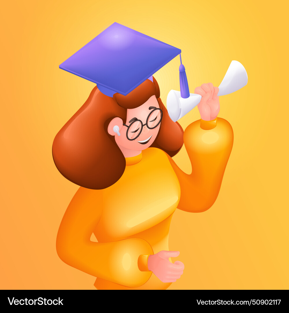 3d isometric cartoon student Royalty Free Vector Image