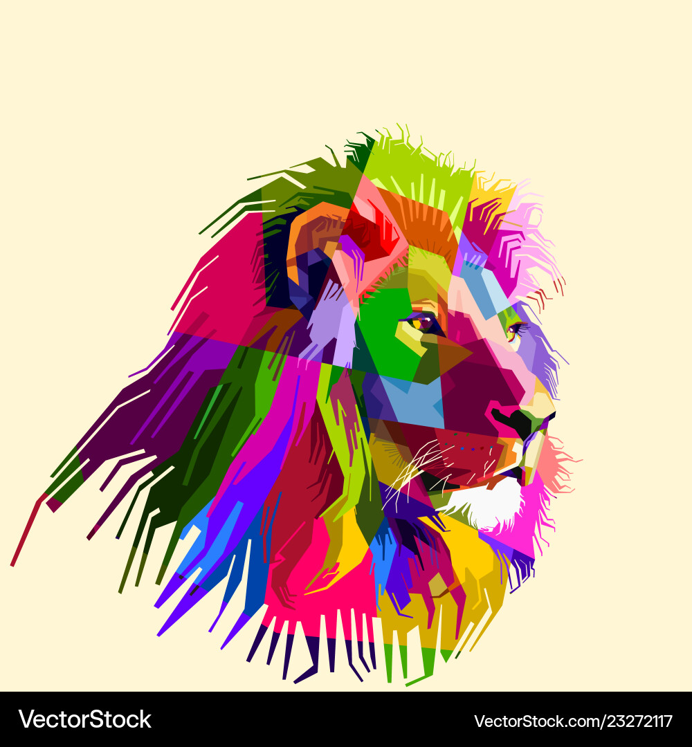 Colorful lion head Royalty Free Vector Image - VectorStock