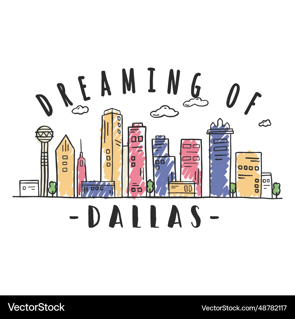 Dallas skyline sticker Royalty Free Vector Image