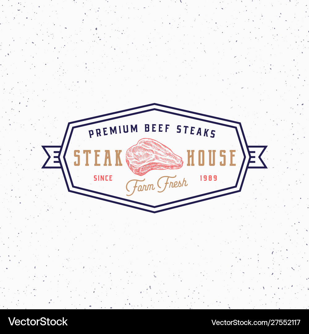 Farm beef steak house vintage typography label Vector Image