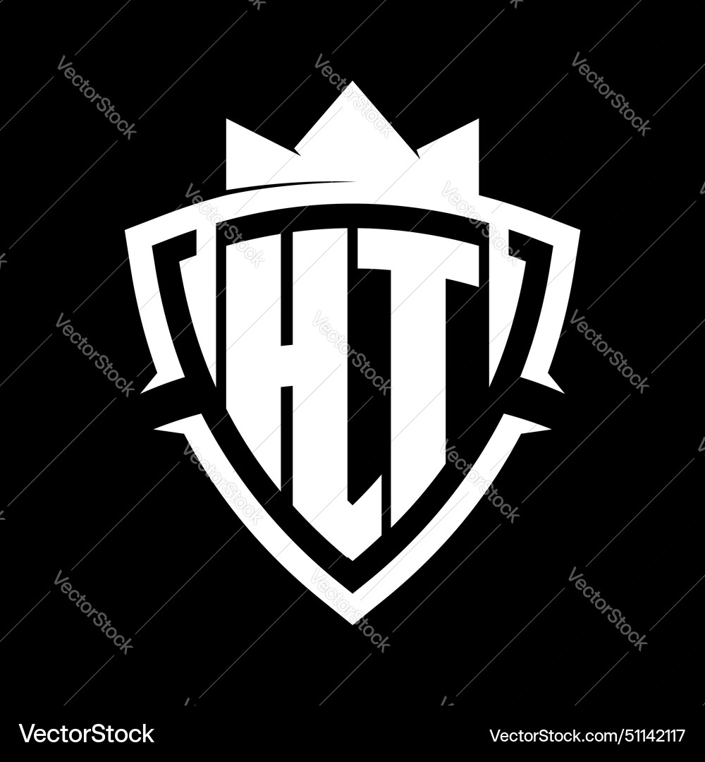 Ht letter monogram with triangle curve shield Vector Image