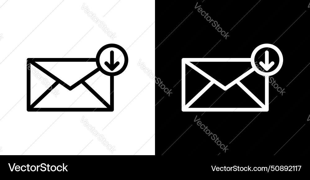 Inbox icon set mail box email download arrow Vector Image