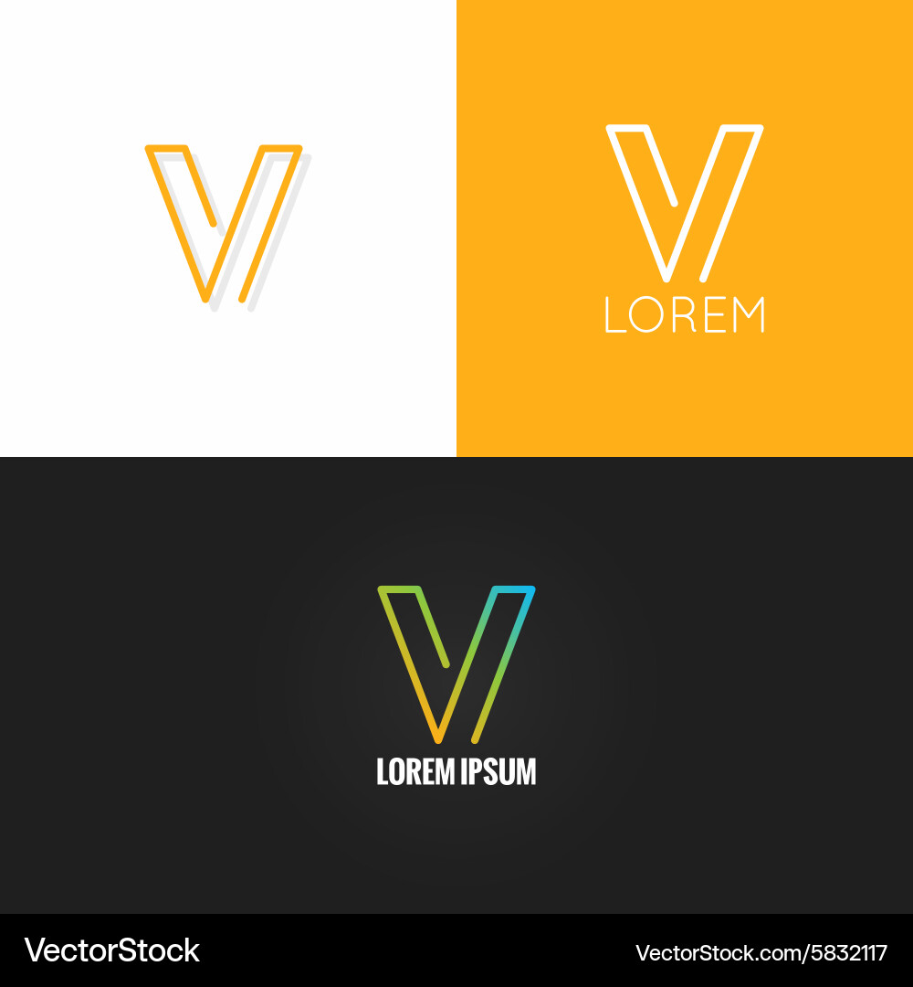 Letter v logo alphabet design icon set background Vector Image