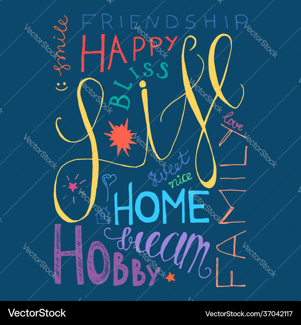 Life lettering colorful hand drawn poster template