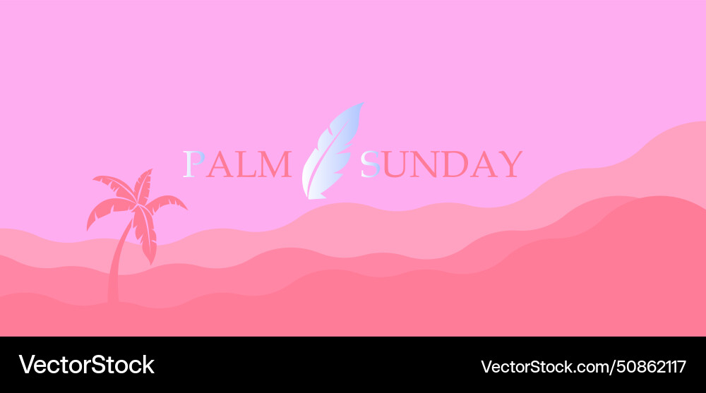 Palm sunday white and pink text light Royalty Free Vector