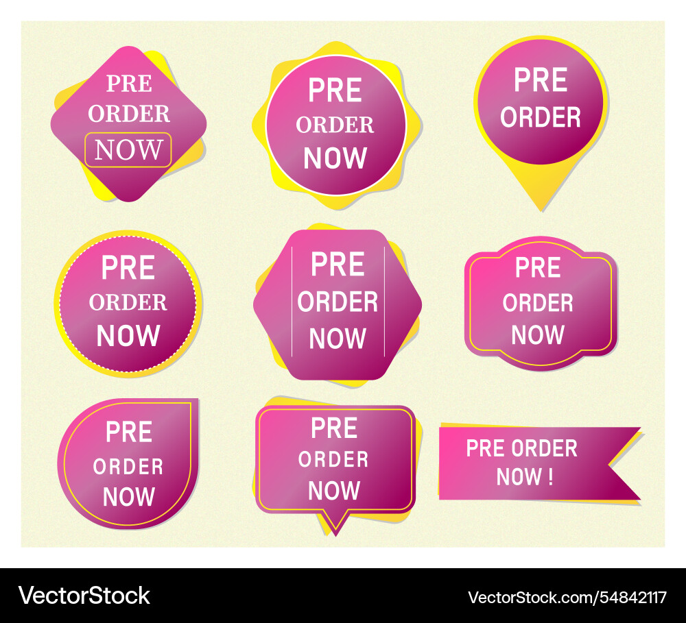 Pre order label set collection editable Royalty Free Vector