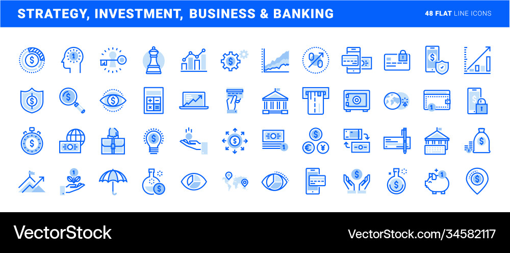 Set flat line icons Royalty Free Vector Image - VectorStock