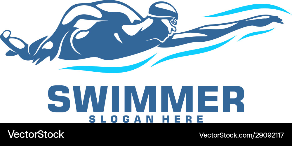 Swimming logo designs creative swimmer Royalty Free Vector