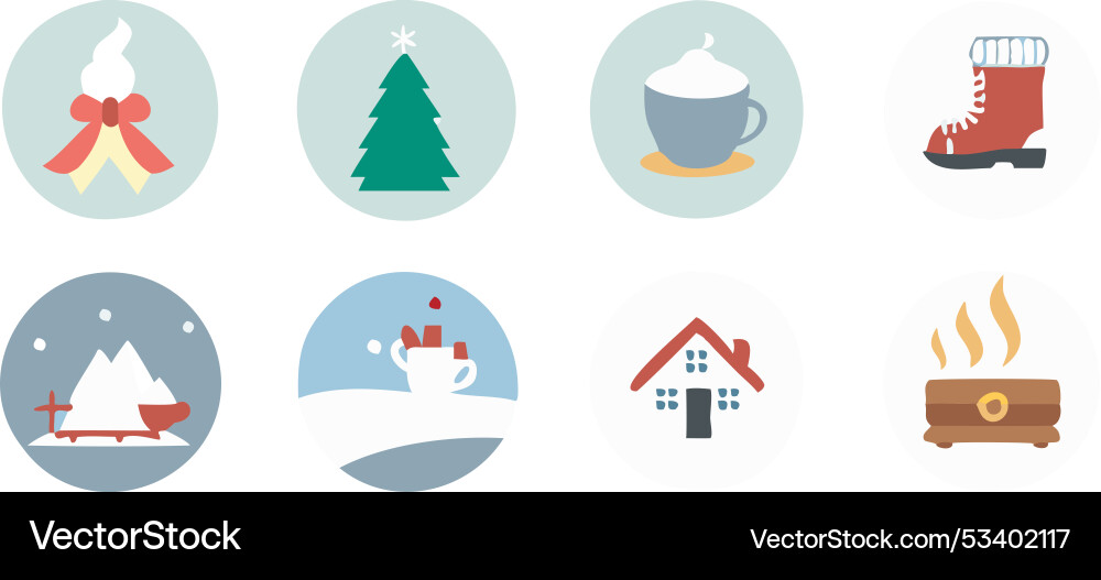 Winter wonderland themed icon set Royalty Free Vector Image