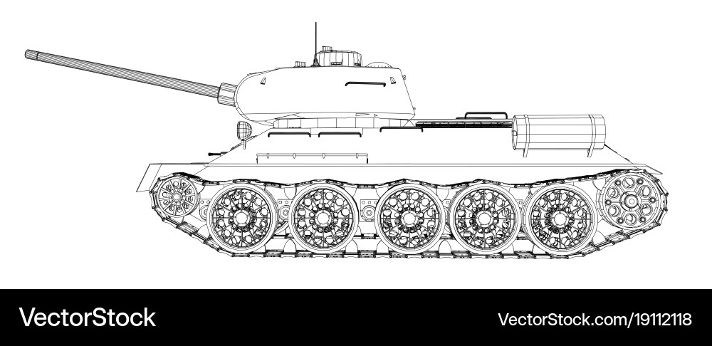 Blueprint of realistic tank Royalty Free Vector Image