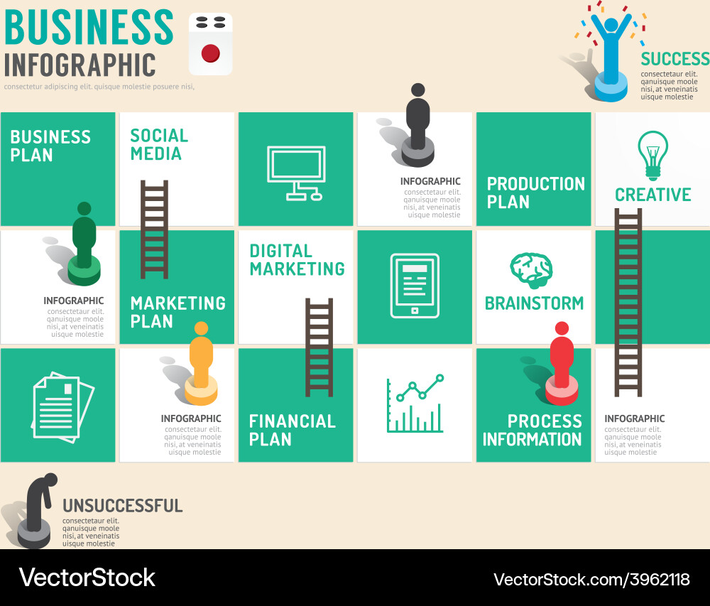Business board game concept infographic Royalty Free Vector