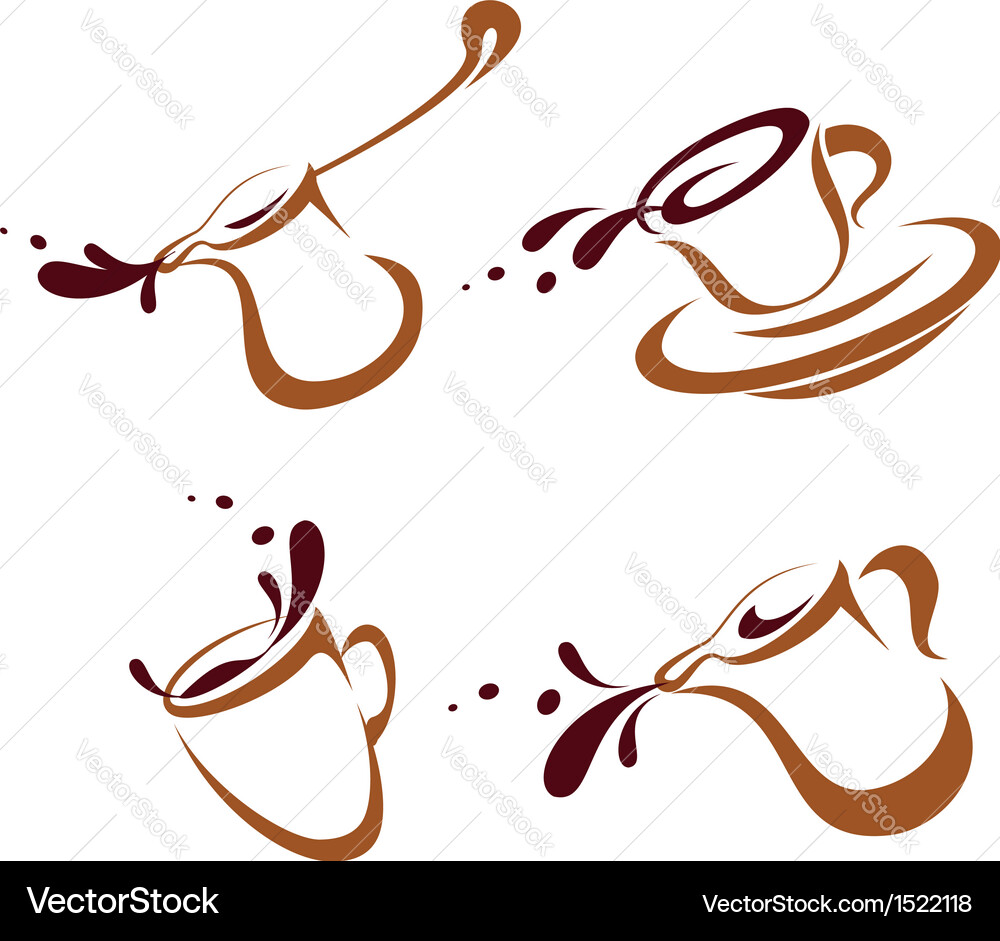 Coffee Cup Icons Set Royalty Free Vector Image