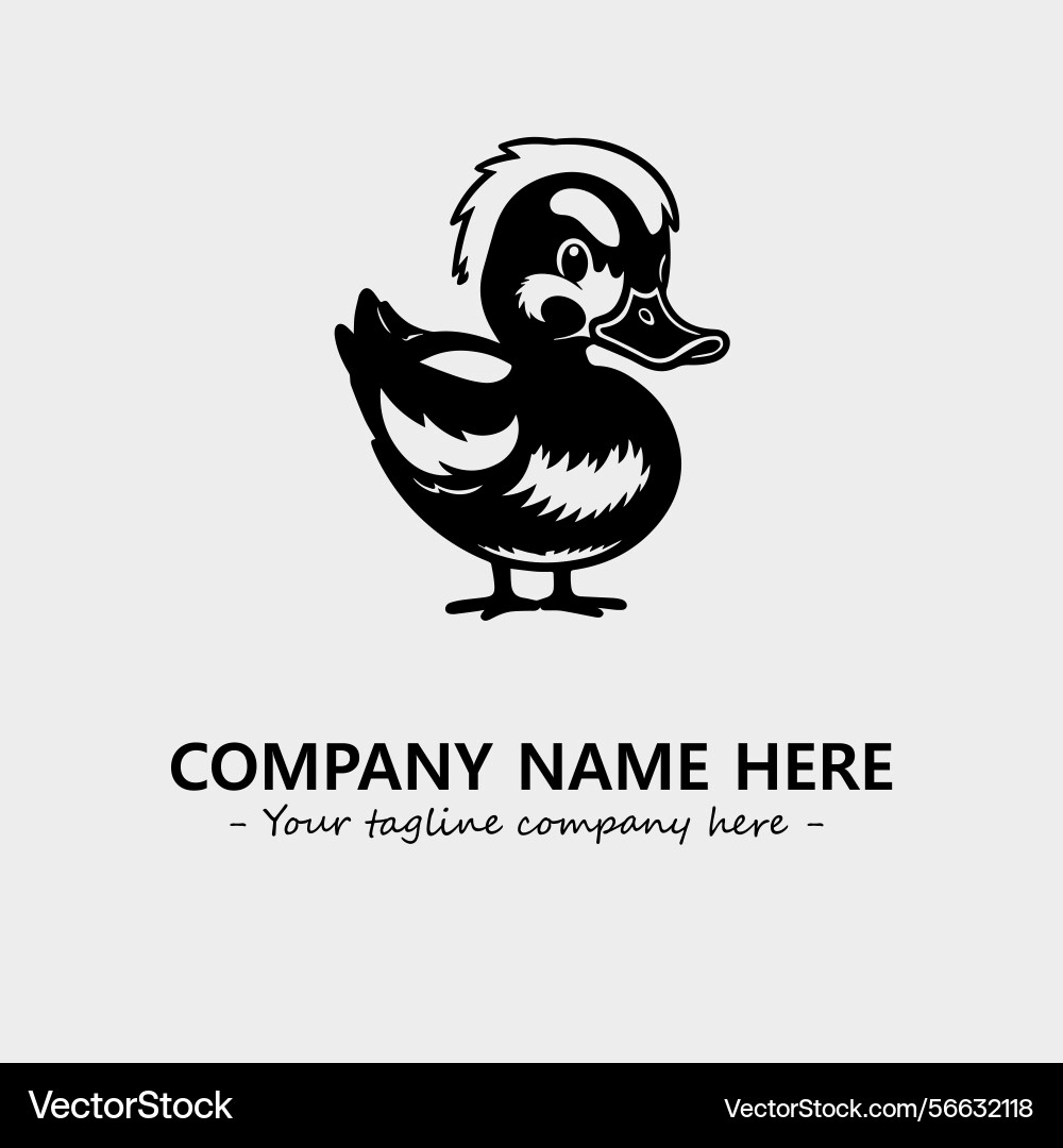Ente schwarz und weiß für Logo Firmenbild Vektorbild