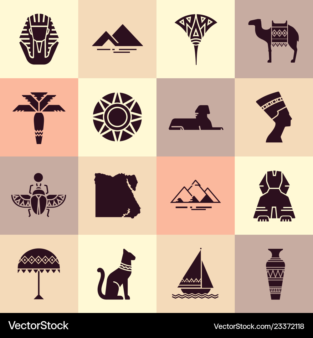 Egyptian Flat Icon Set Royalty Free Vector Image