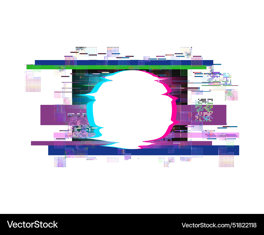 Glitch effect frame tv noise interference Vector Image