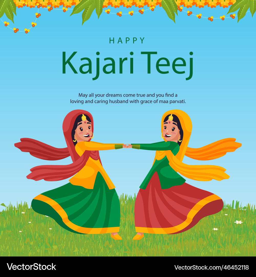 Happy kajari teej banner design Royalty Free Vector Image