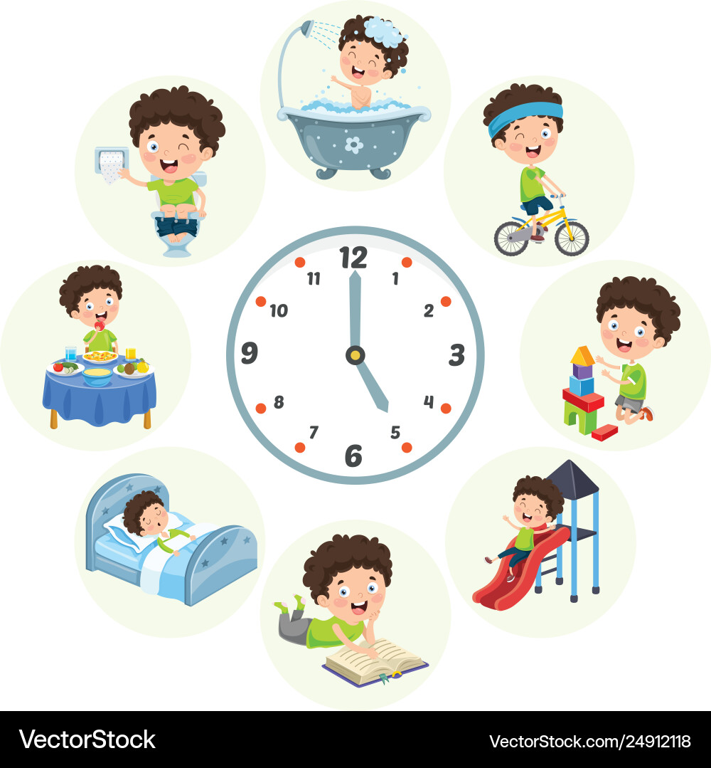 Kids daily routine activities Royalty Free Vector Image