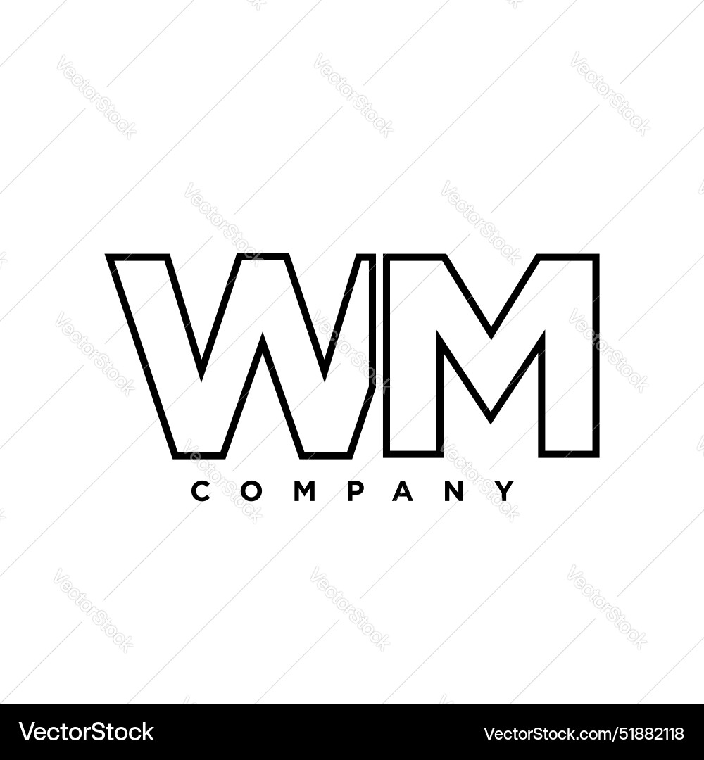 Letter w and m wm logo design template minimal Vector Image