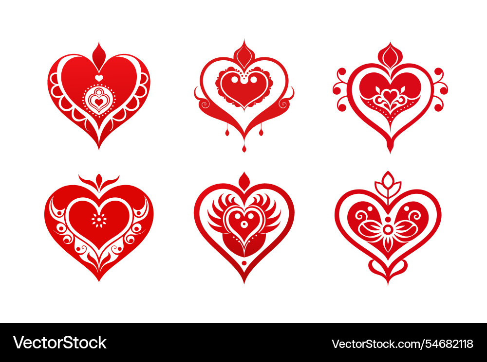 Love icons set high-quality romantic heart Vector Image