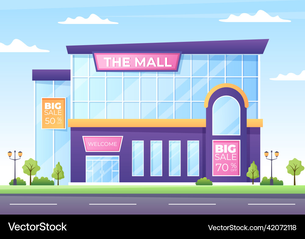 Modern shopping mall building background Vector Image