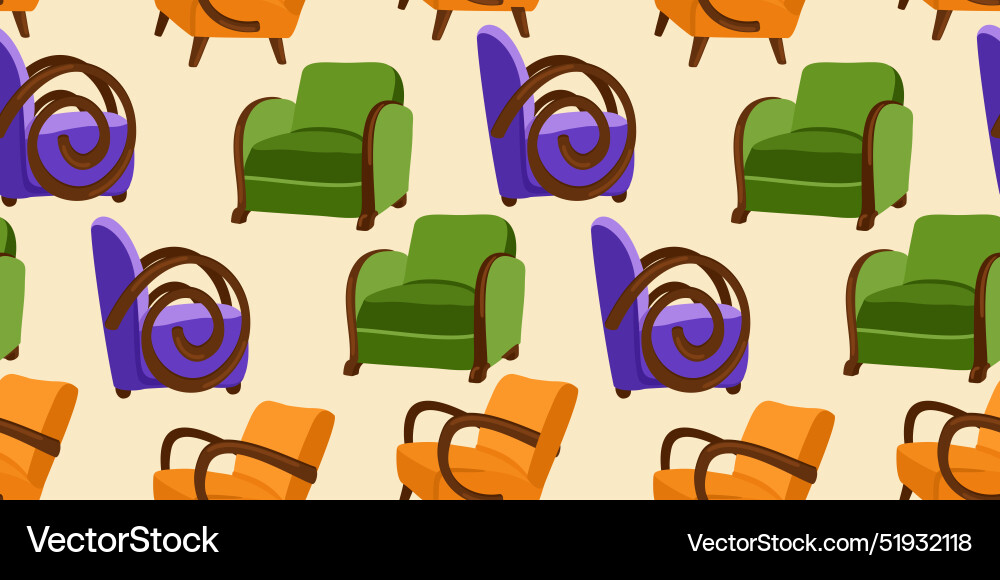 Seamless pattern with elegant colorful armchairs Vector Image