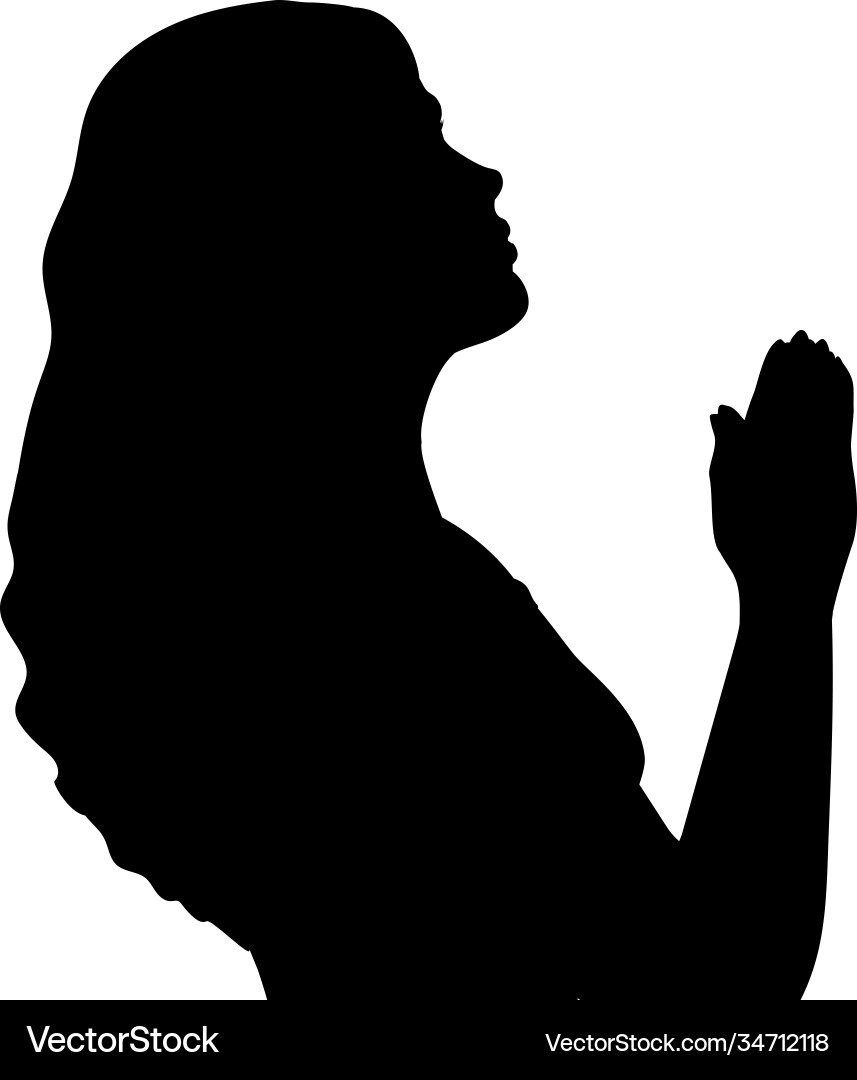 Vector Isolated Silhouette Woman Praying Stock Vector Muslim Woman