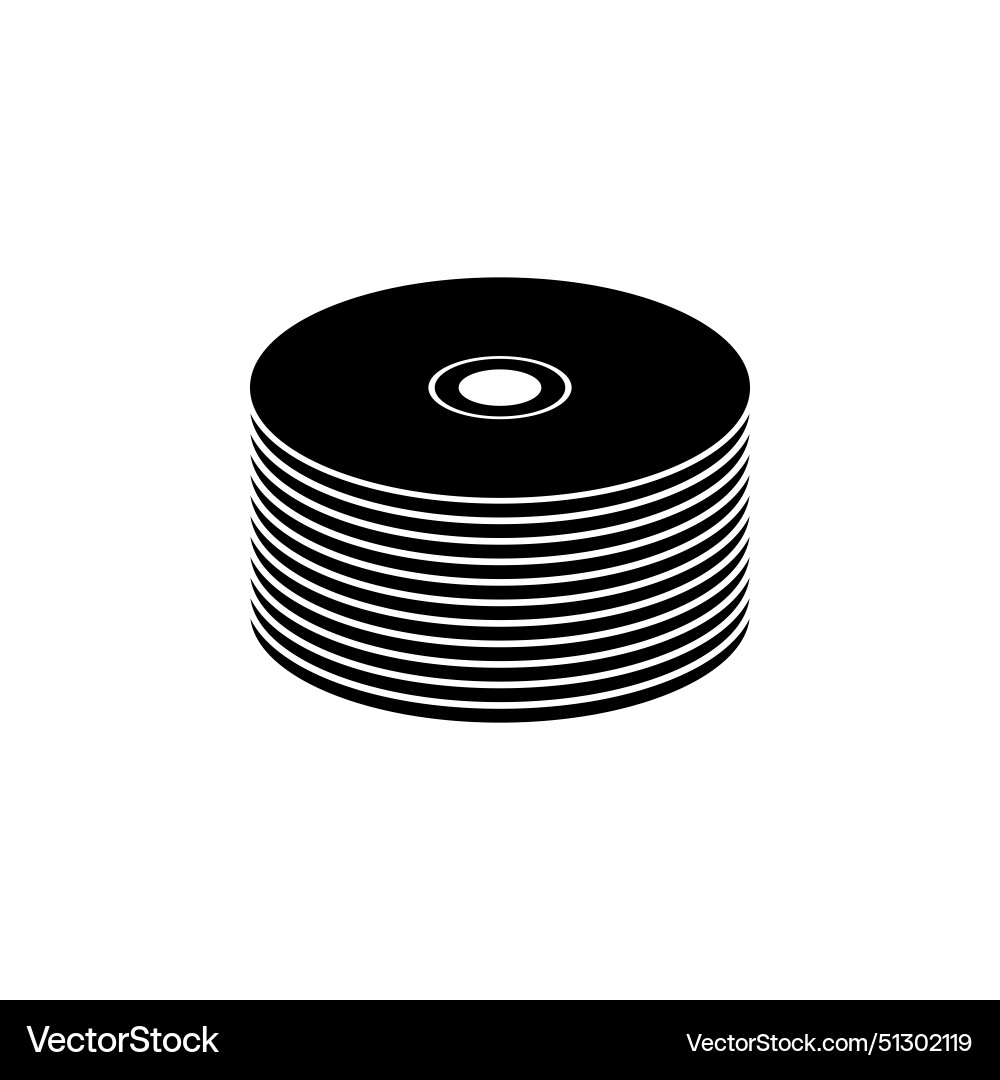 Cd box with disc stack of dvd flat icon Royalty Free Vector