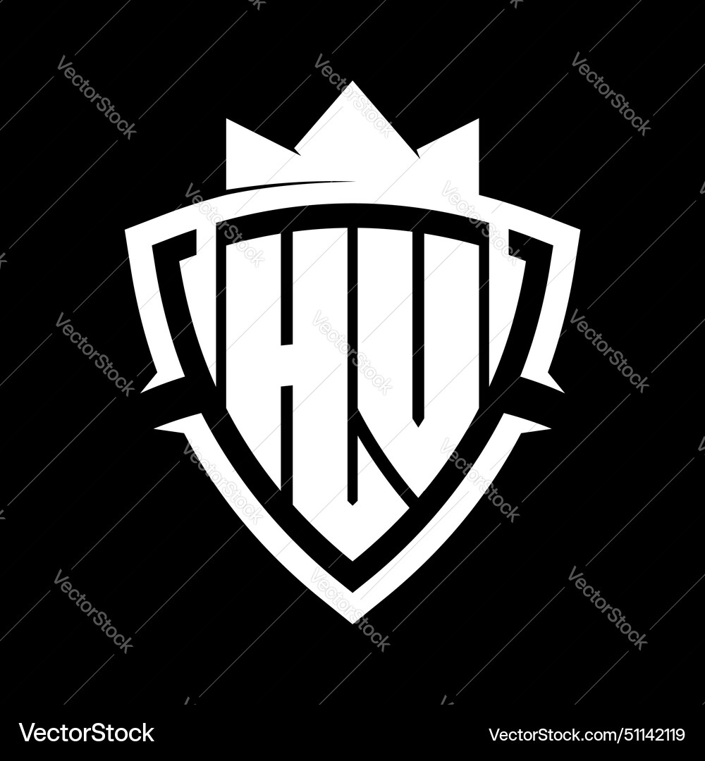 Hv letter monogram with triangle curve shield Vector Image