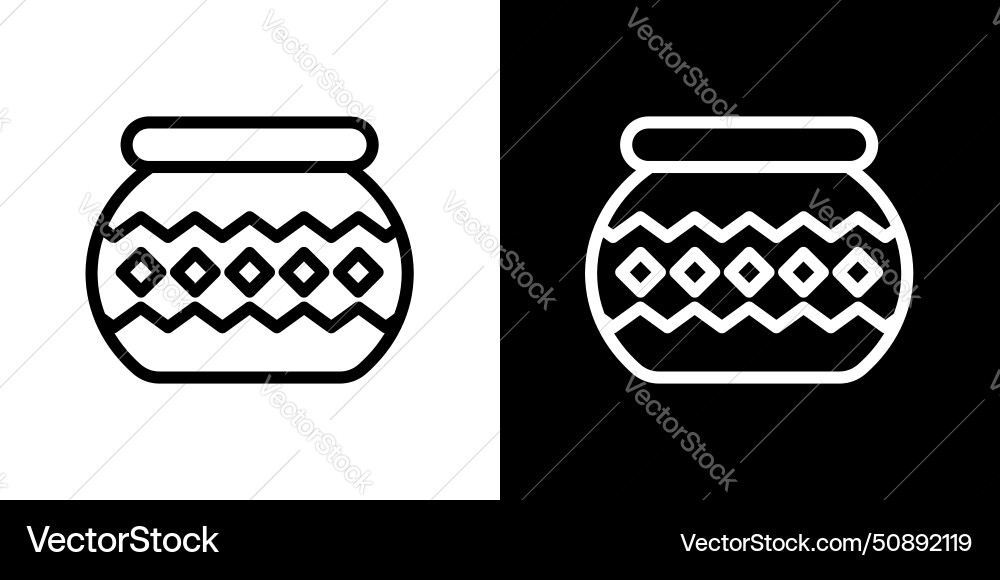 Indian pot icon set kitchen clay symbol mud Vector Image