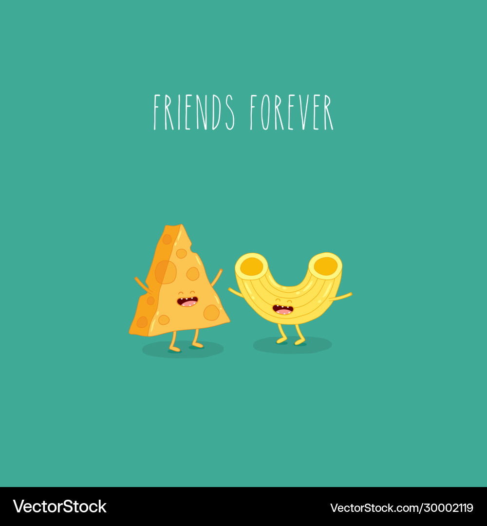 Pasta and cheese are friends forever Royalty Free Vector