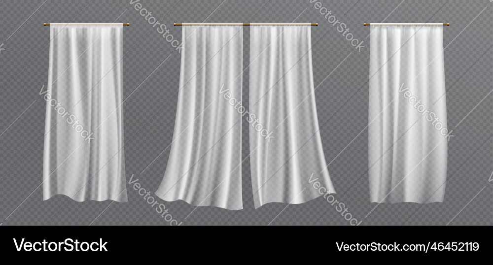 Realistic set of white curtains Royalty Free Vector Image