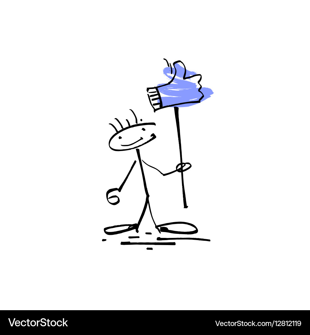 Smiling Stick Figure Doodle Royalty Free Vector Image