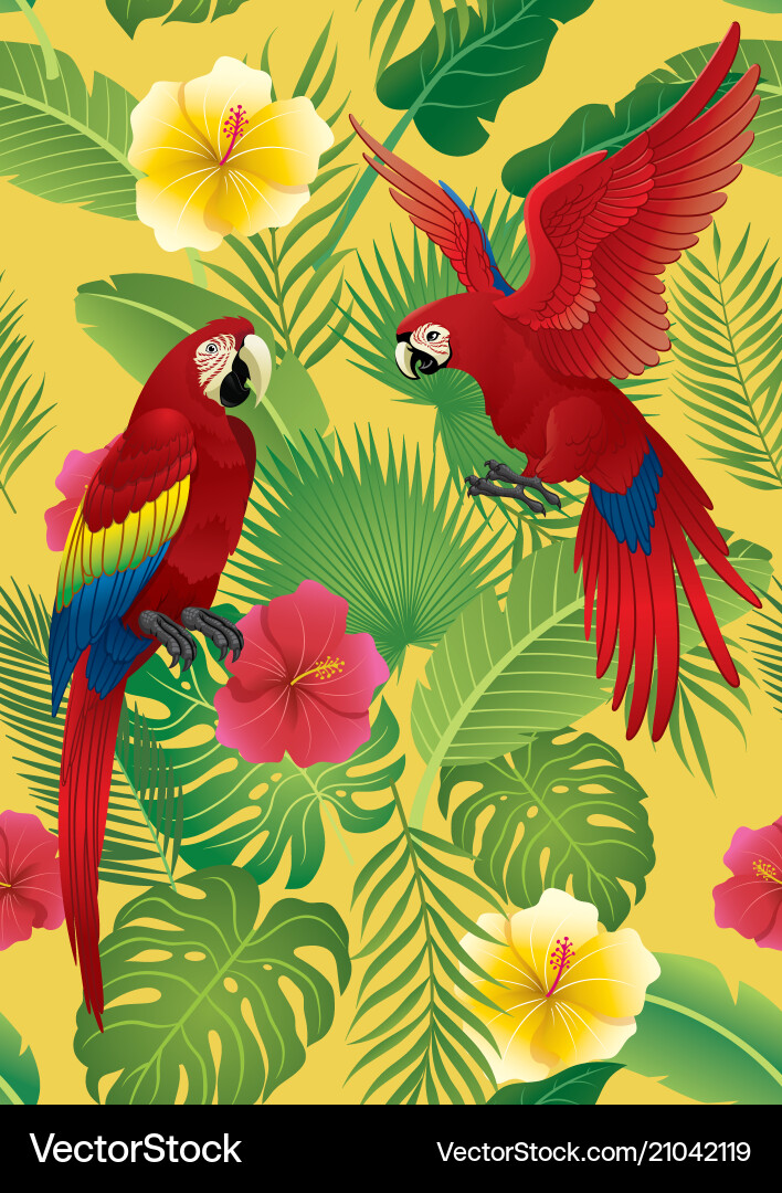 Tropical Macaw Seamless Pattern Royalty Free Vector Image