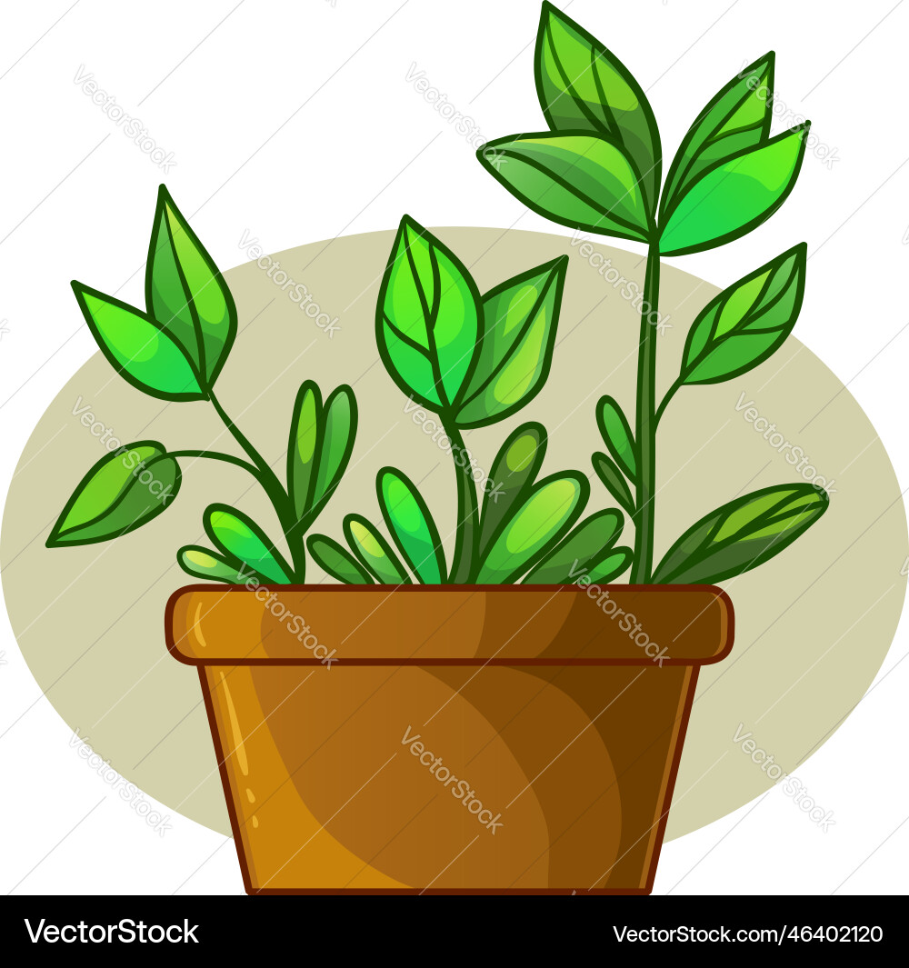Cartoon colorful plant in pot Royalty Free Vector Image