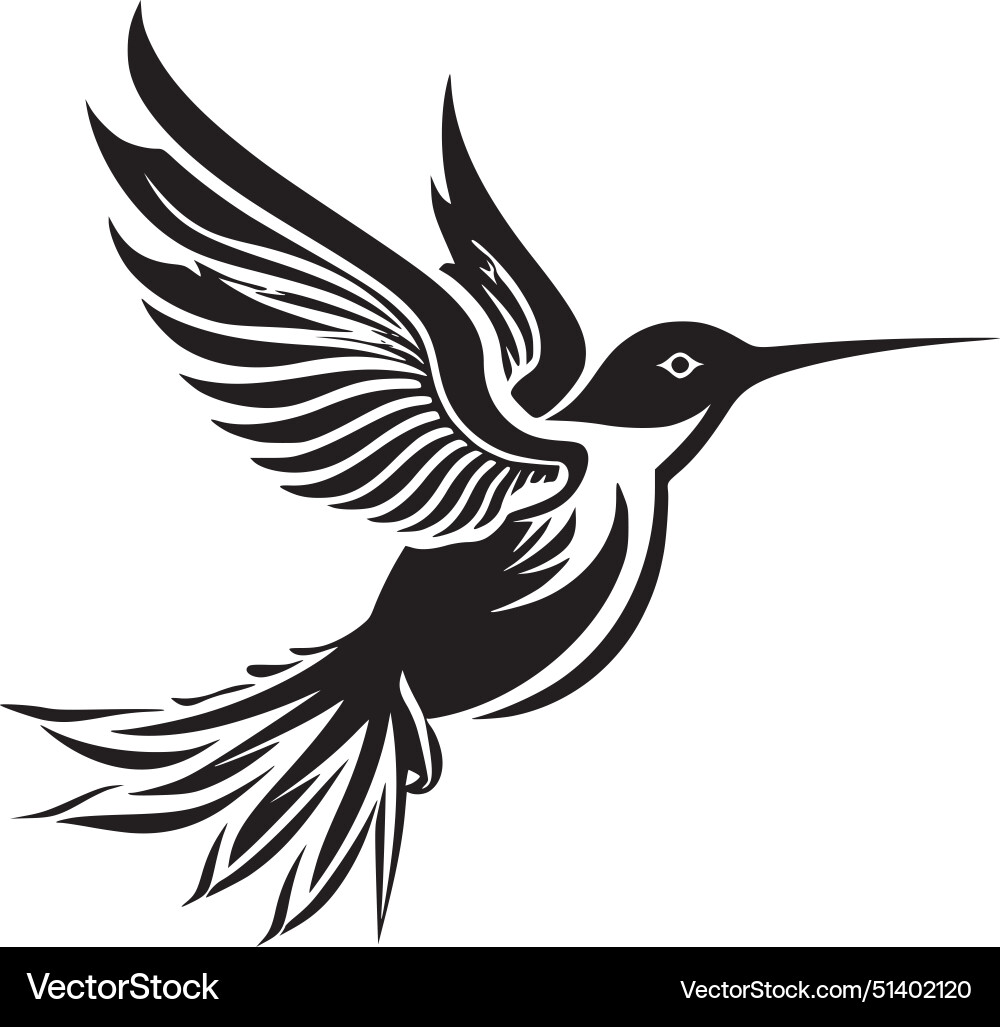 Hummingbird - black and white Royalty Free Vector Image